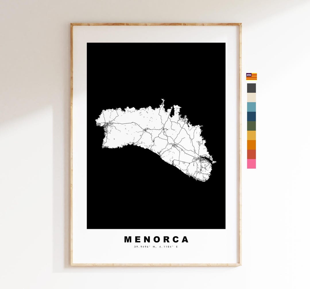 Menorca Map Print - Map Poster - Map Art - Map Wall Art - Spain Maps ...