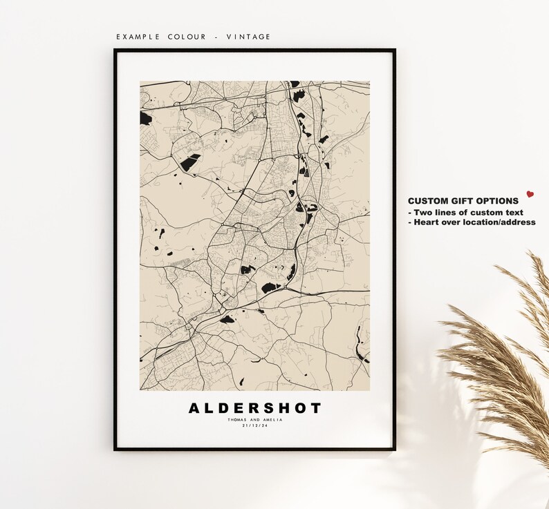 Aldershot Map Print - Minimalist City Map Poster - Map Art - UK ...