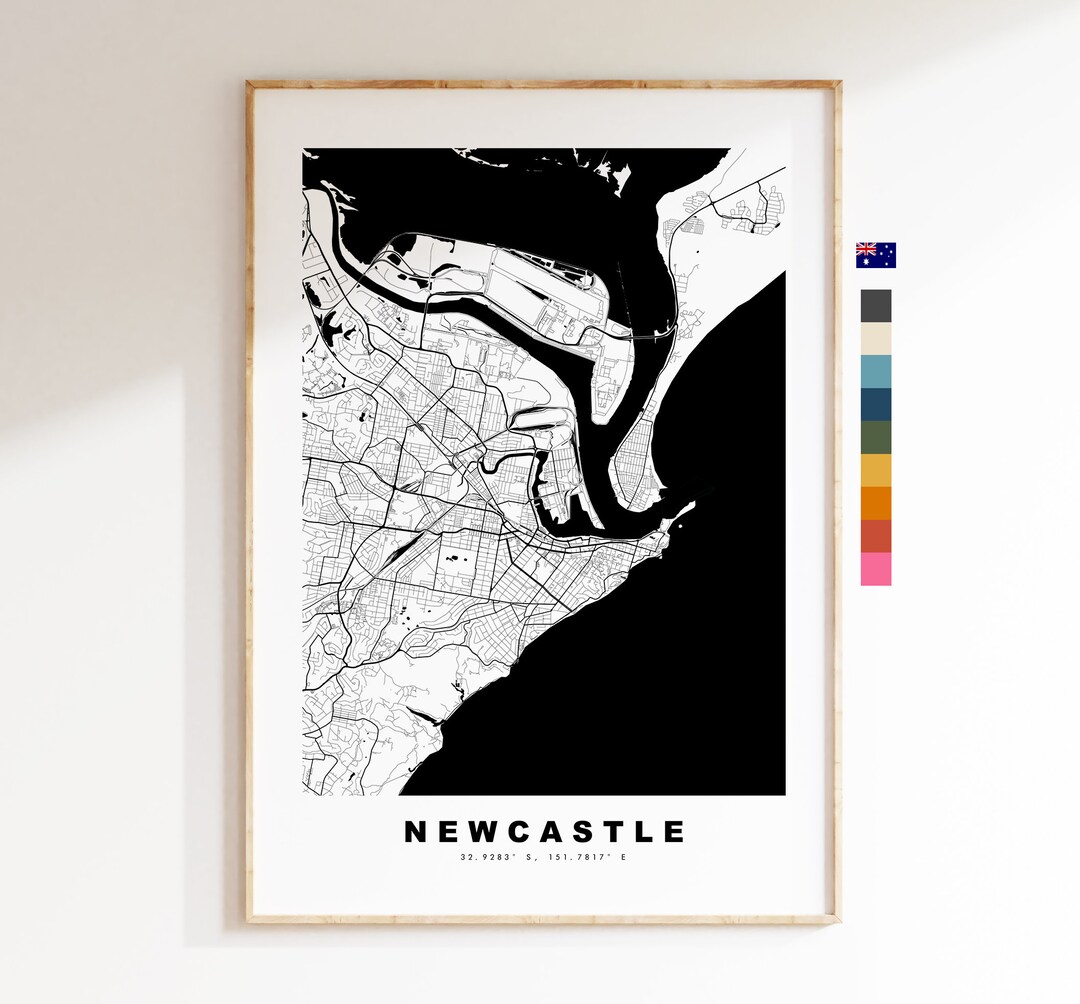 Newcastle, Australia Map Print - City Map Poster - Map Wall Art ...