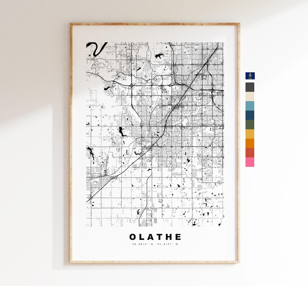 Olathe Map Print - City Map Poster - Map Art - USA City Maps - Olathe ...
