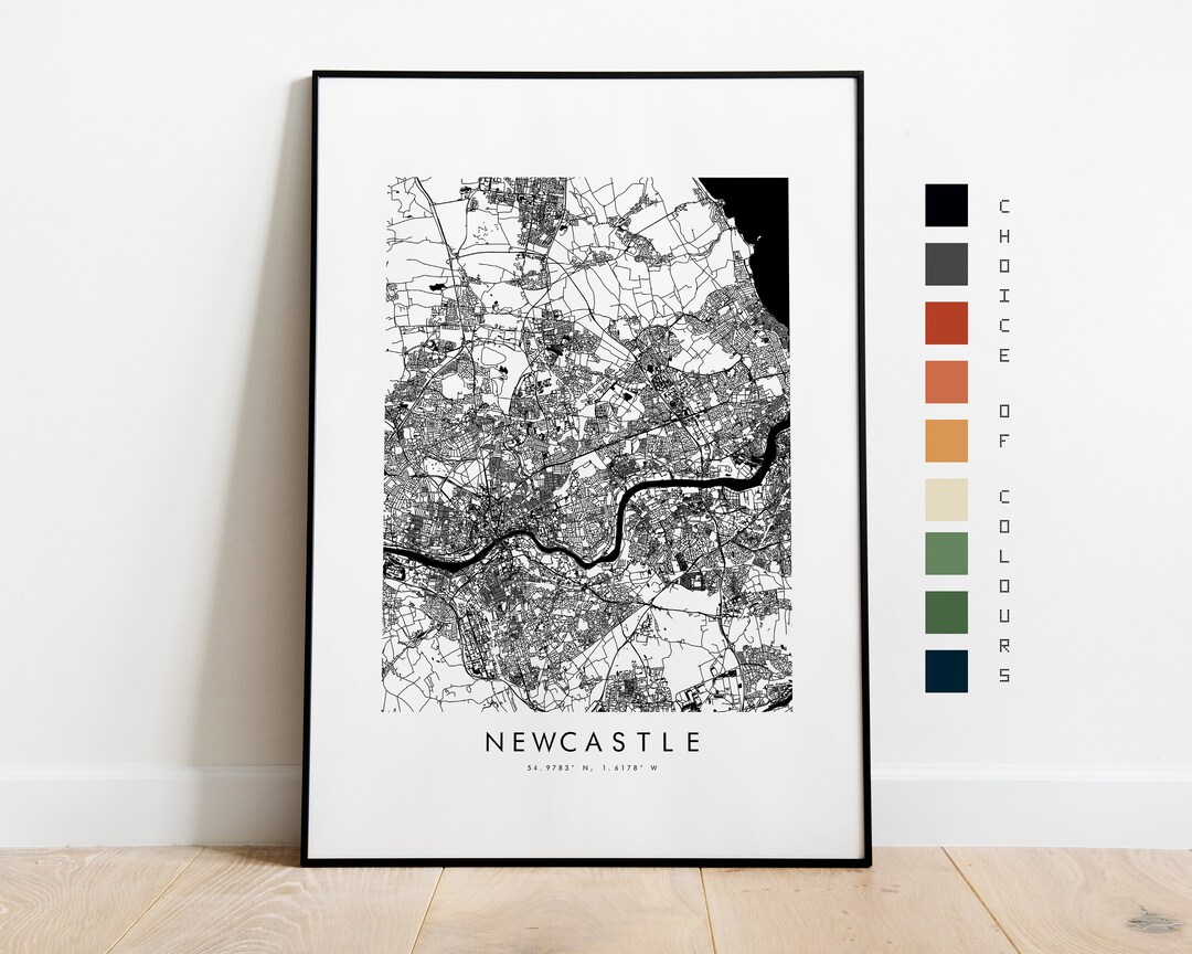 Newcastle Map Print City Map Poster Map Art Map Wall Art - Etsy