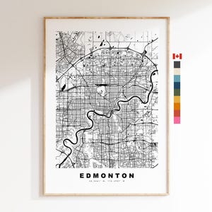 Edmonton Map Print - City Map Poster - Map Art - Map Wall Art - Canada ...