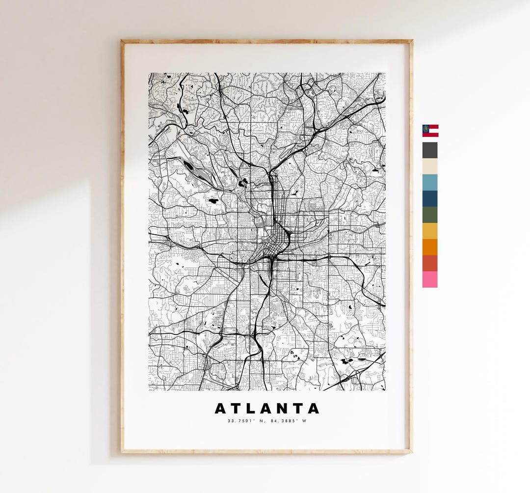 Atlanta Map Print - City Map Poster - Map Art - USA City Maps - Atlanta ...