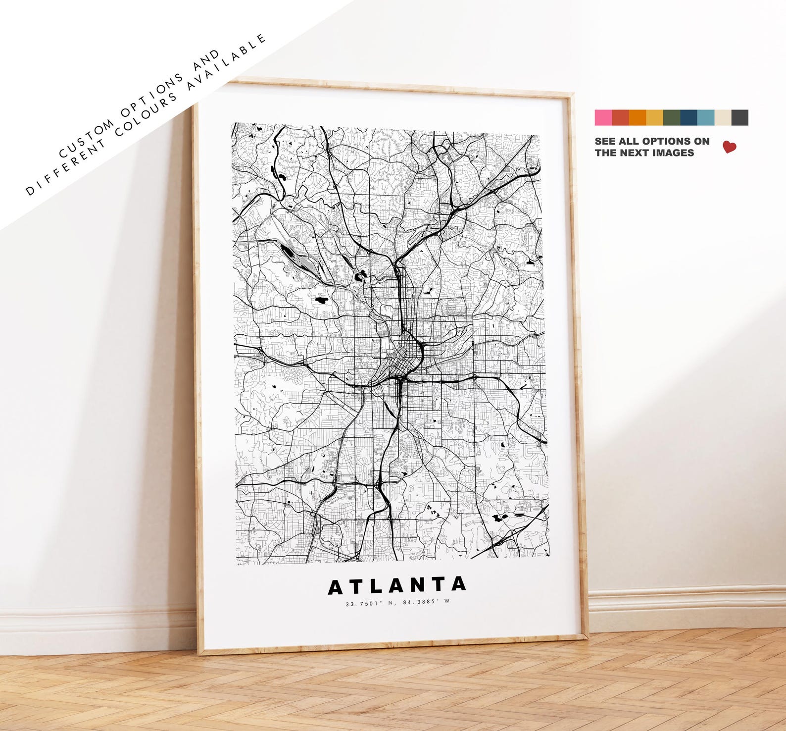 Atlanta Map Print - City Map Poster - Map Art - USA City Maps - Atlanta ...