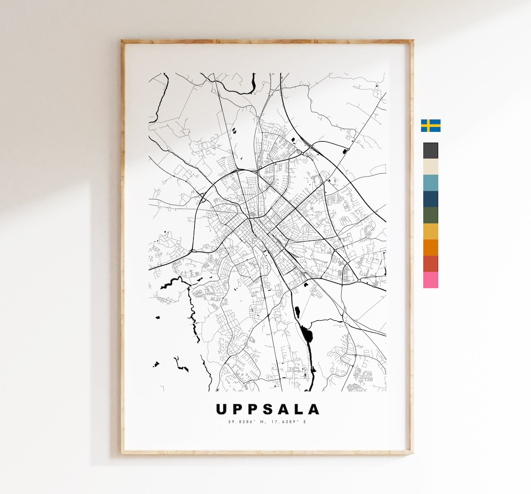 Uppsala Map Print - City Map Poster - Map Wall Art - Sweden City Maps ...