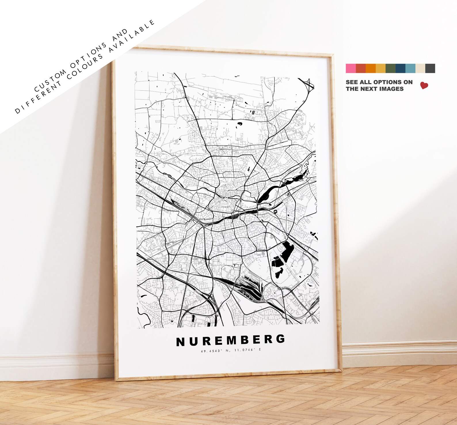 Nuremberg Map Print - City Map Poster - Map Wall Art - Germany City ...