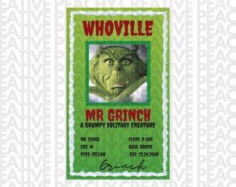 Grinch License Card - Etsy