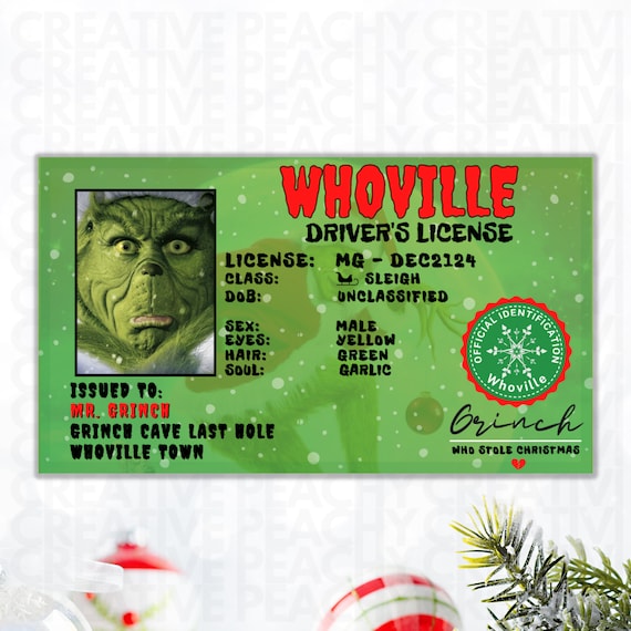 Grinch Drivers License Digital Download PNG Grinch License - Etsy Australia