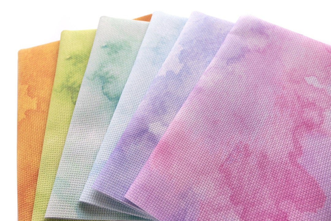 Printed Aida Cloth Bundle, Bright Colors, Cross Stitch Fabric (set of 6 ...