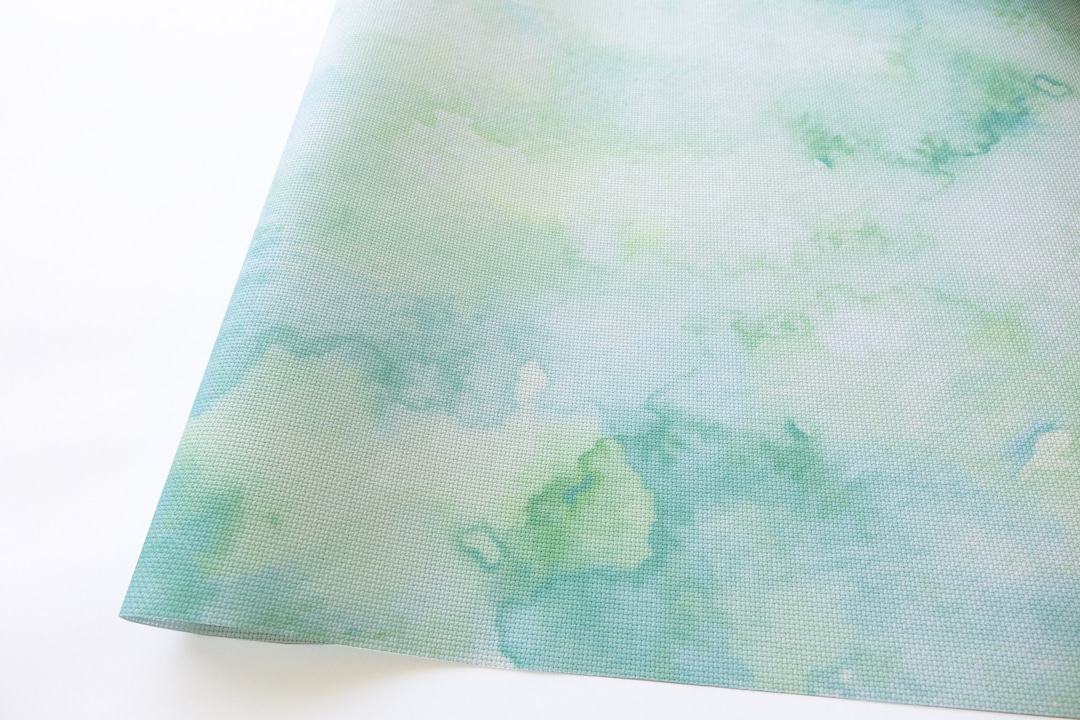 Green/blue Cross Stitch Fabric, Printed Watercolor Aida Cloth, 14 / 16 ...