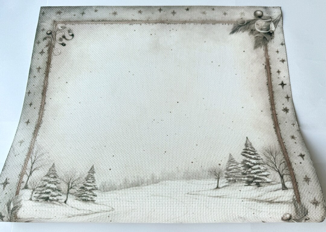 Winter Frame Aida Cloth, Printed Christmas Cross Stitch Fabric, 14 / 16 ...