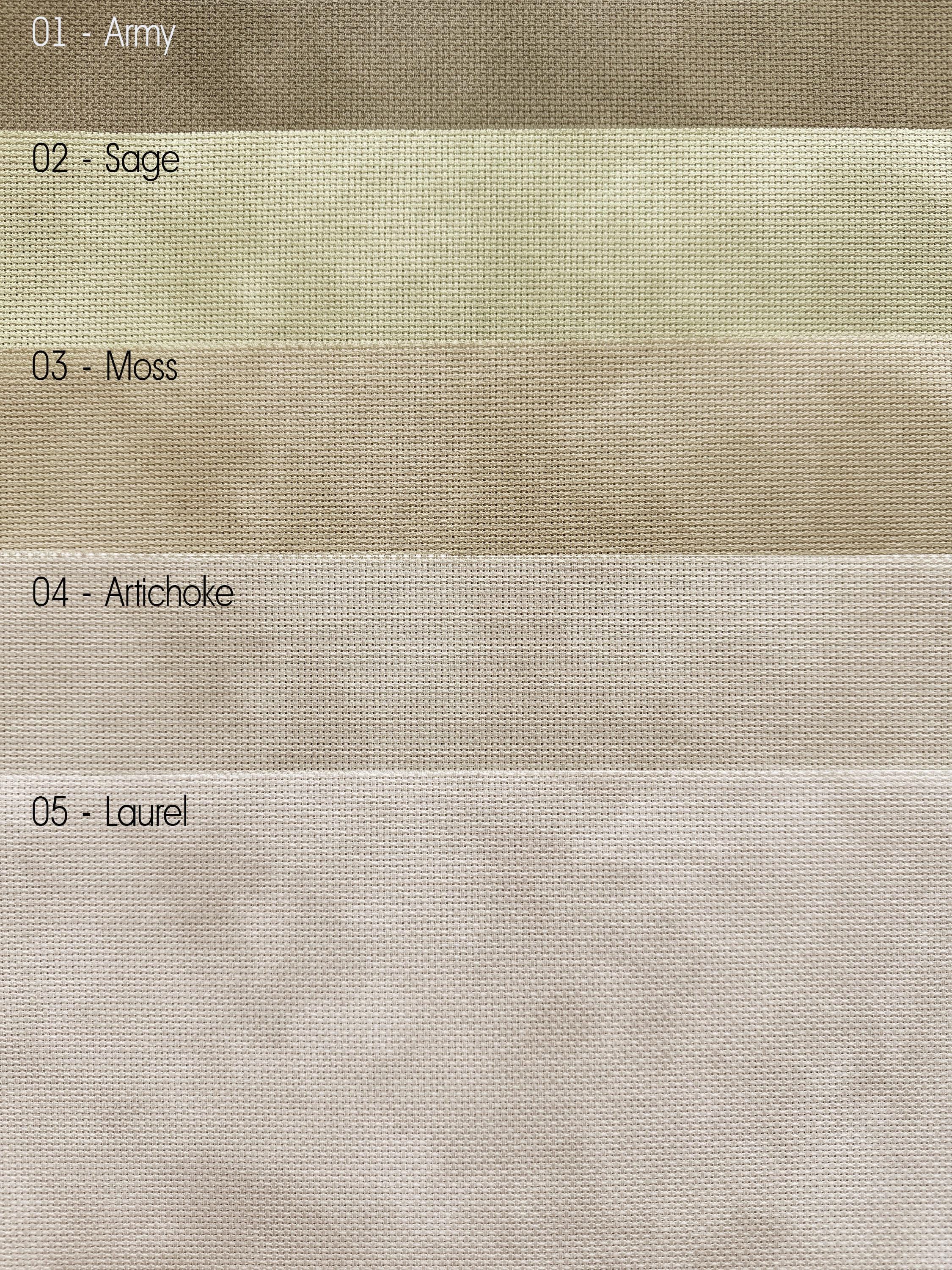 Green Color Shades Aida Cloth, Muted Green Collection Cross Stitch ...