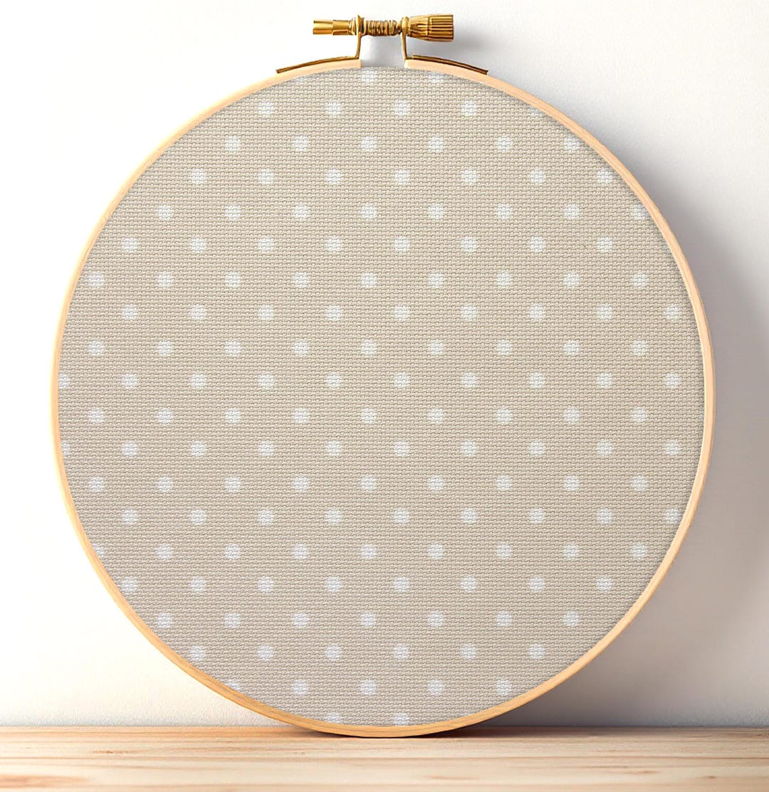 Beige Polka Dot Aida Cloth - Printed Cross Stitch Fabric, 14 / 16 / 18 ...