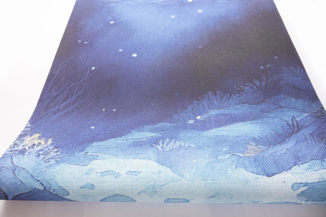 Blue Ocean Aida Cloth, Printed Cross Stitch Fabric, Marine Aqua Navy - Etsy