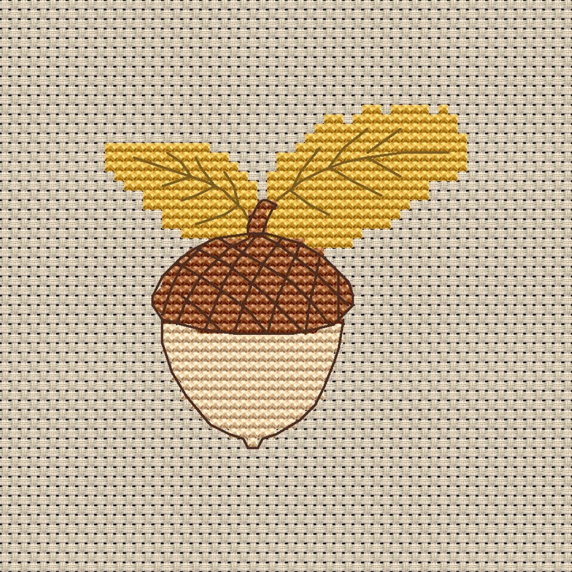 Autumn Acorn Cross Stitch Pattern PDF Forest Cute Pattern | Etsy