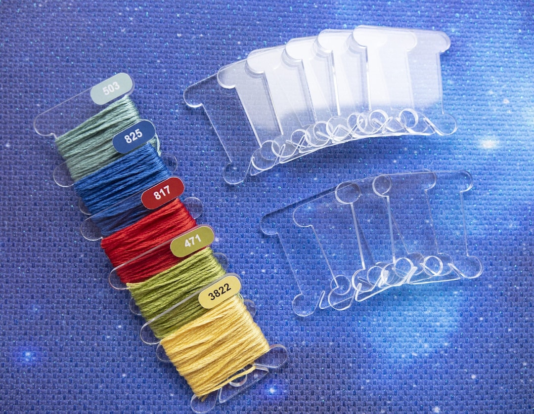Floss Bobbins for Embroidery, Clear Acrylic, Sets of 20 / 50 / 100 or ...