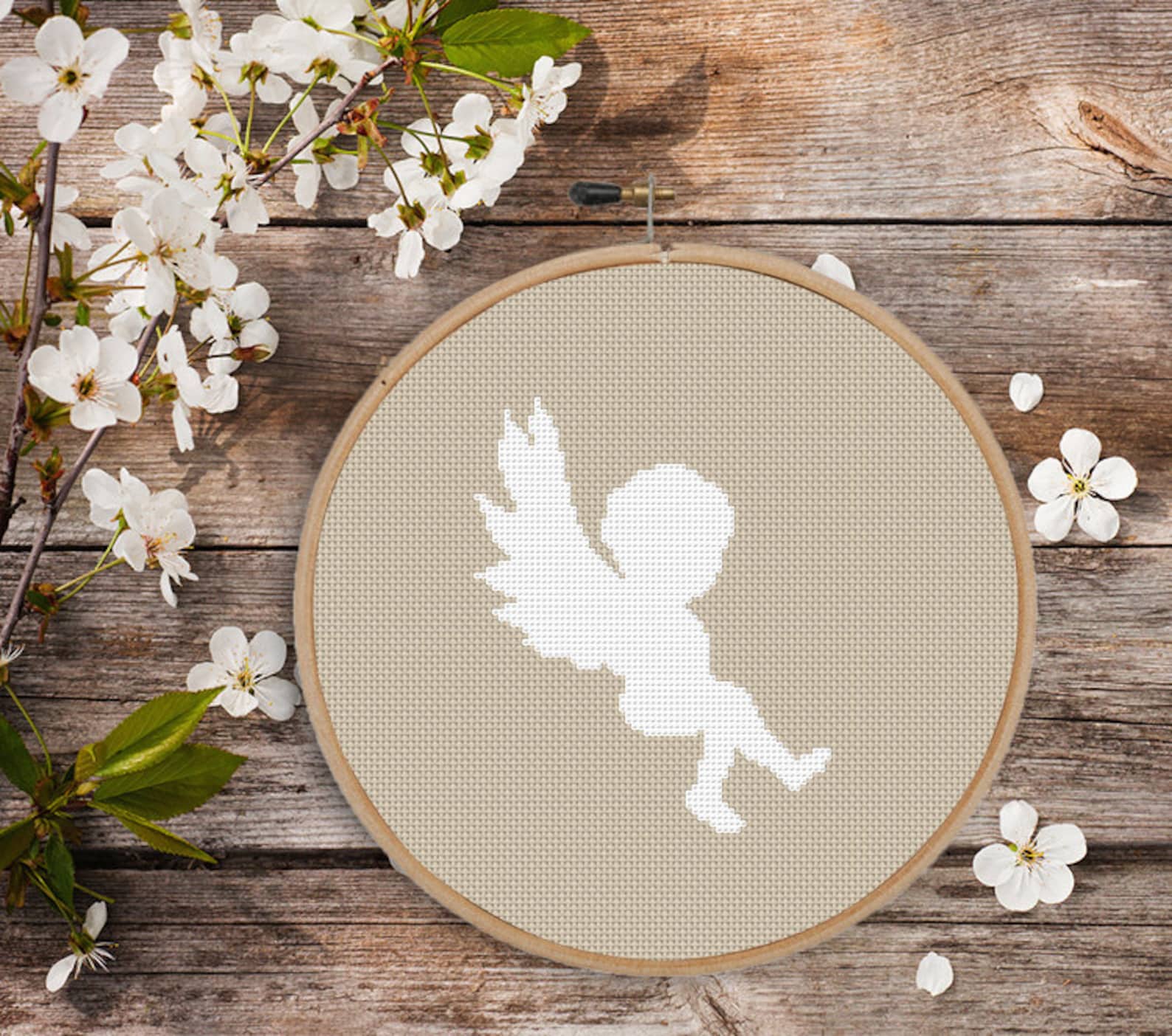 Baby Angel Cross Stitch Pattern PDF White Neutral - Etsy