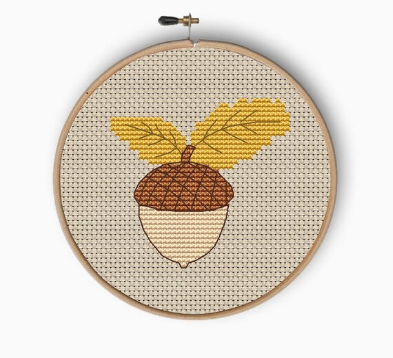 Autumn Acorn Cross Stitch Pattern PDF Forest Cute Pattern | Etsy