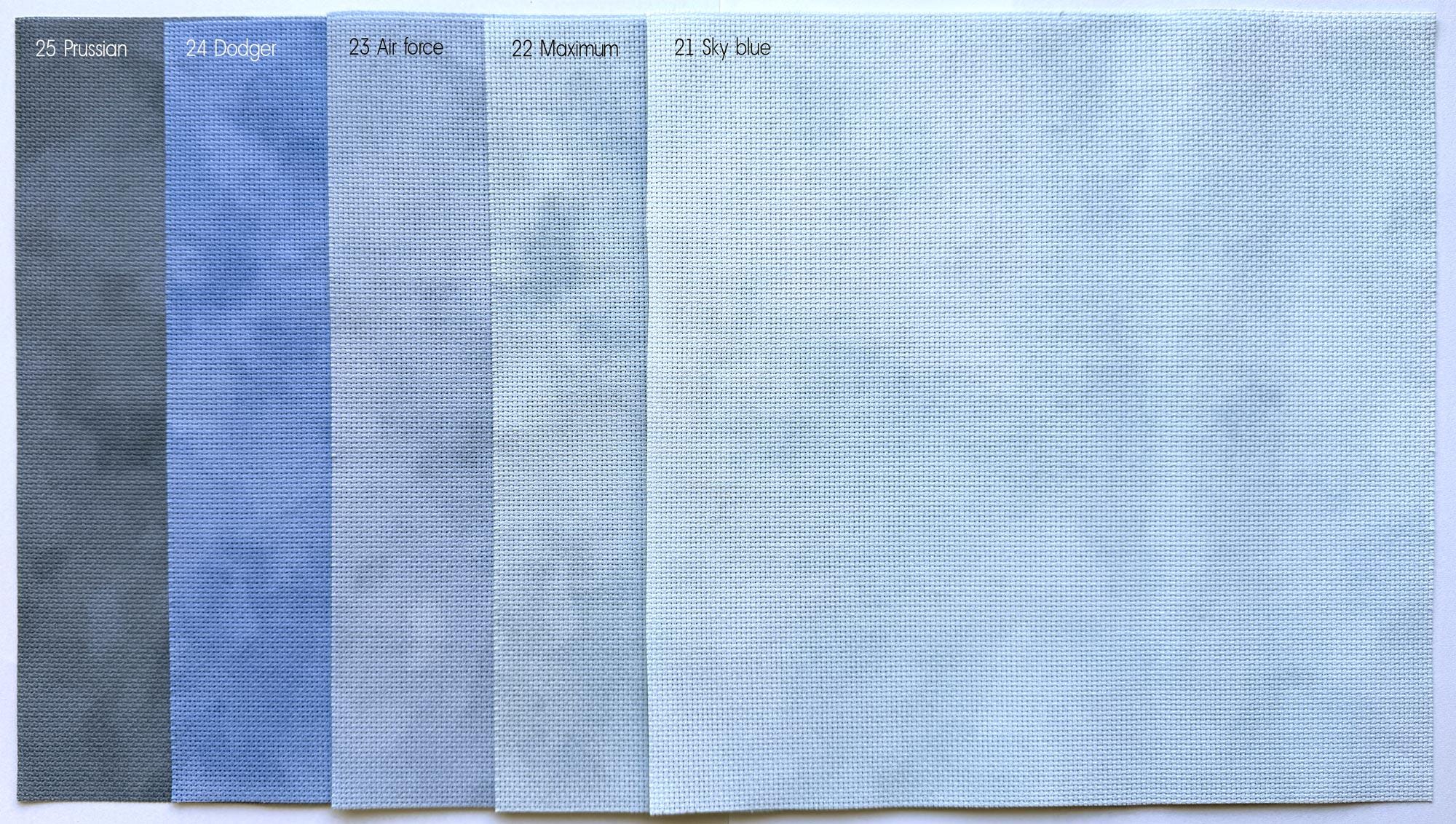 Blue Shades Aida Cloth, Sky Blue Colors Cross Stitch Fabric, 14 / 16 ...