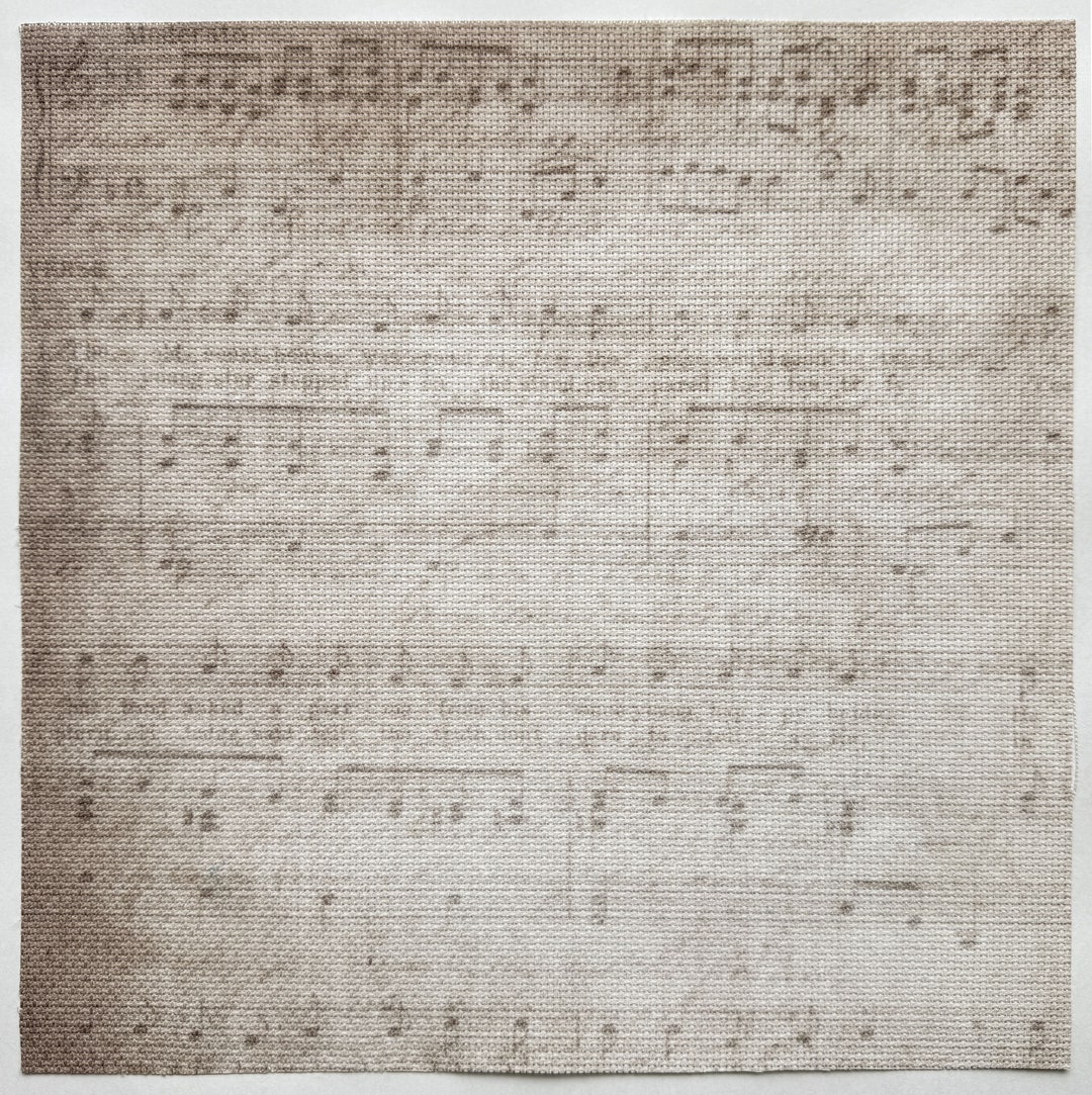 Musical Notes Printed Aida Cloth, Beige Cross Stitch Fabric, 14 / 16 ...