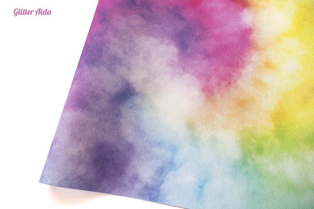 Rainbow Tie Dye Aida Cloth, Opalescent Glitter Cross Stitch Fabric - Etsy