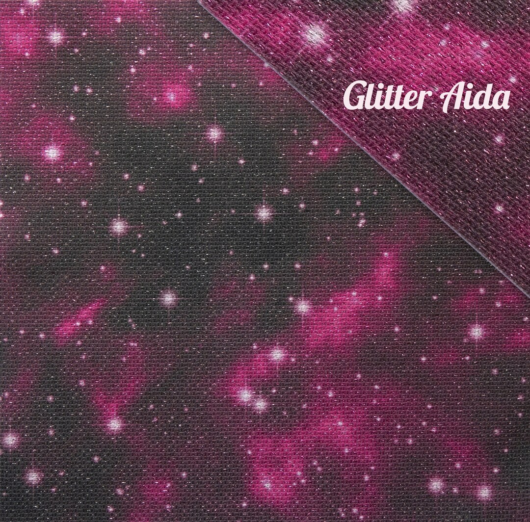 Purple Night Sky Glitter Aida Cloth, Sparkling Printed Cross Stitch ...