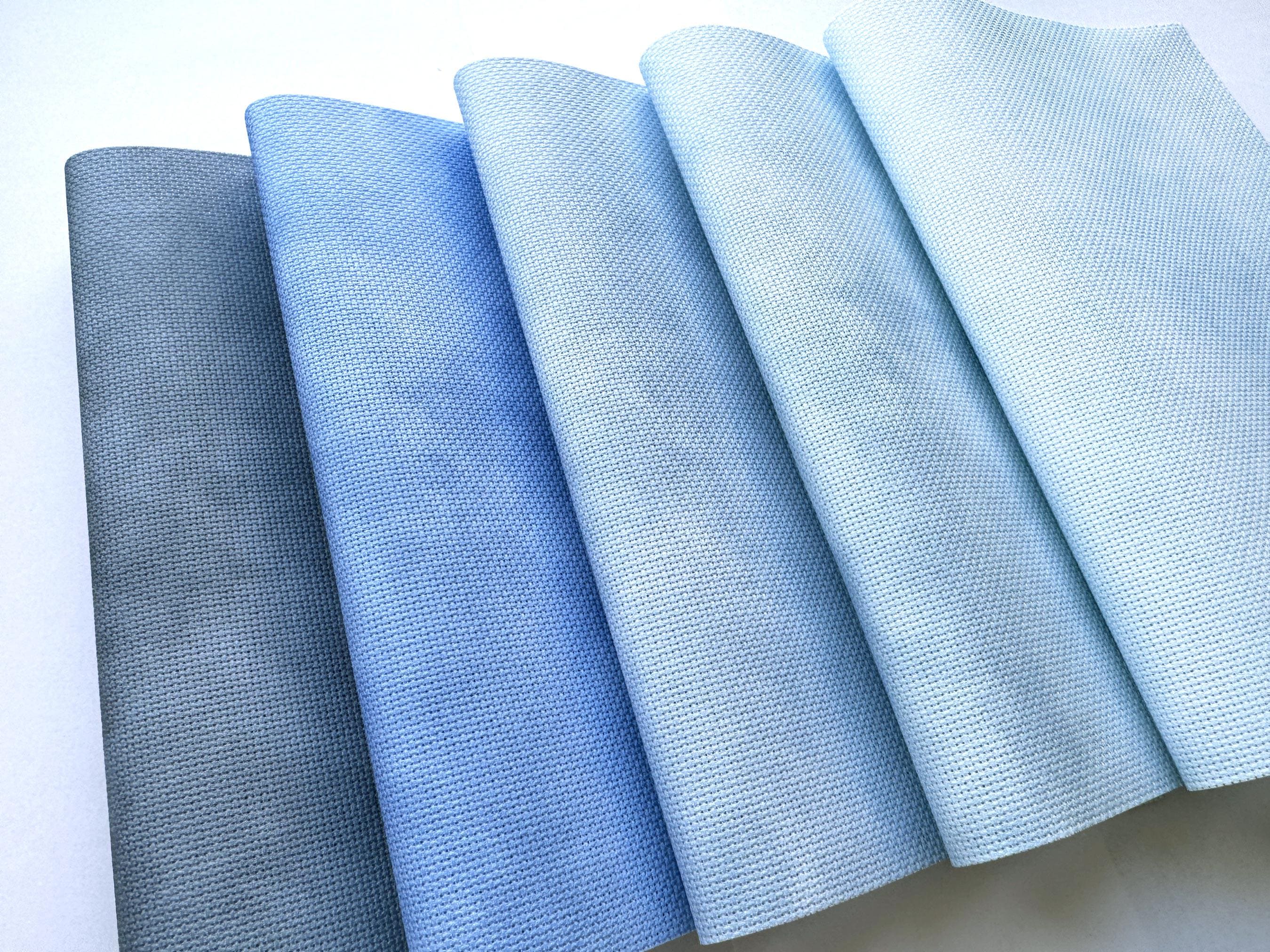 Blue Shades Aida Cloth, Sky Blue Colors Cross Stitch Fabric, 14 / 16 ...
