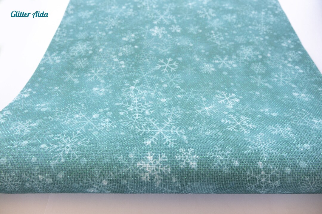 Christmas Snowflake Aida Cloth, Green Opalescent Glitter Finish - Etsy