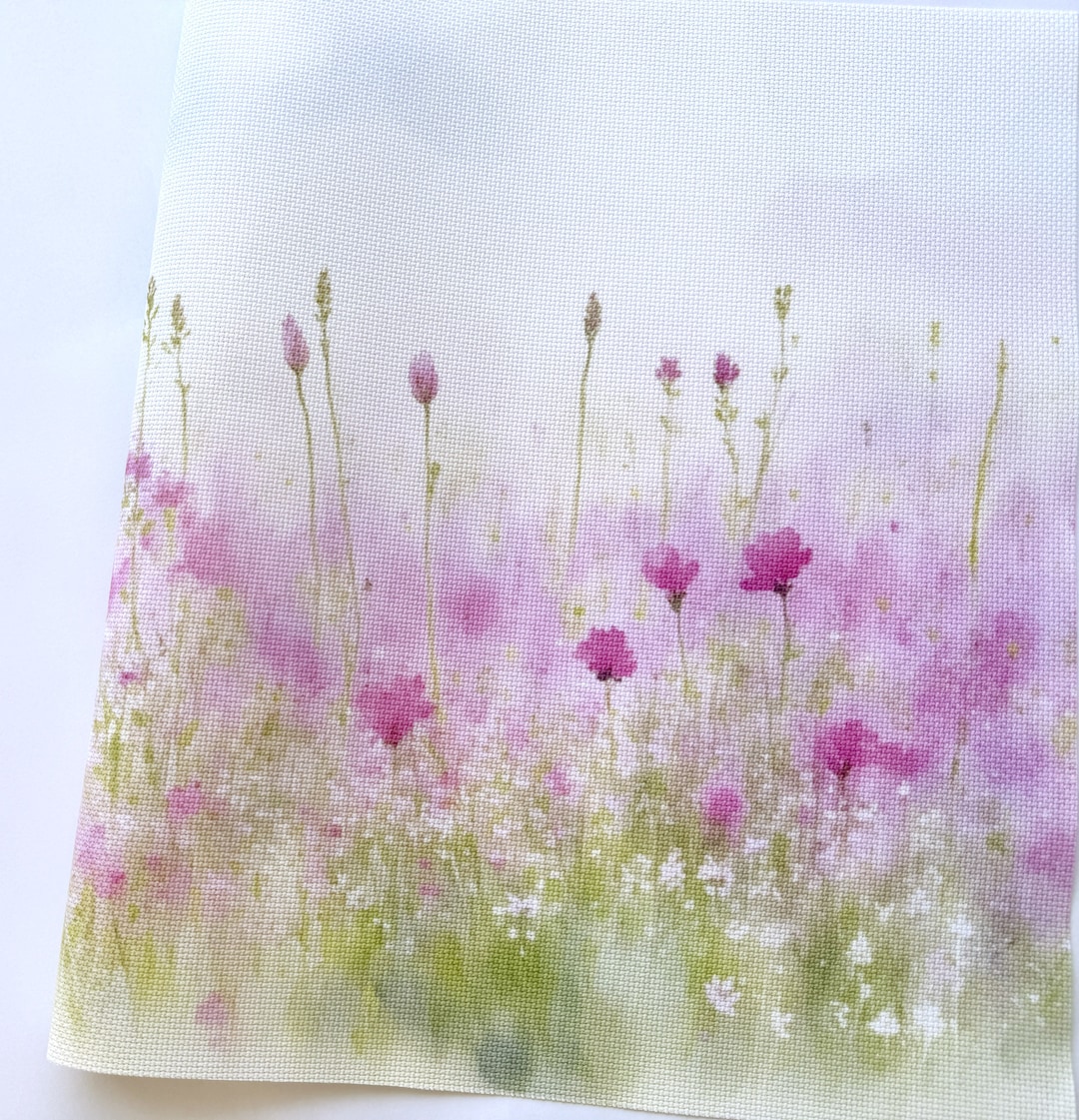 Purple Spring Flowers Printed Aida Cloth, 14 / 16 / 18 / 20 Count - Etsy