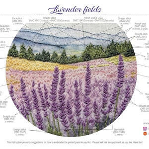 Embroidery Kit Lavender Fields, Beginner Flower Embroidery - Etsy