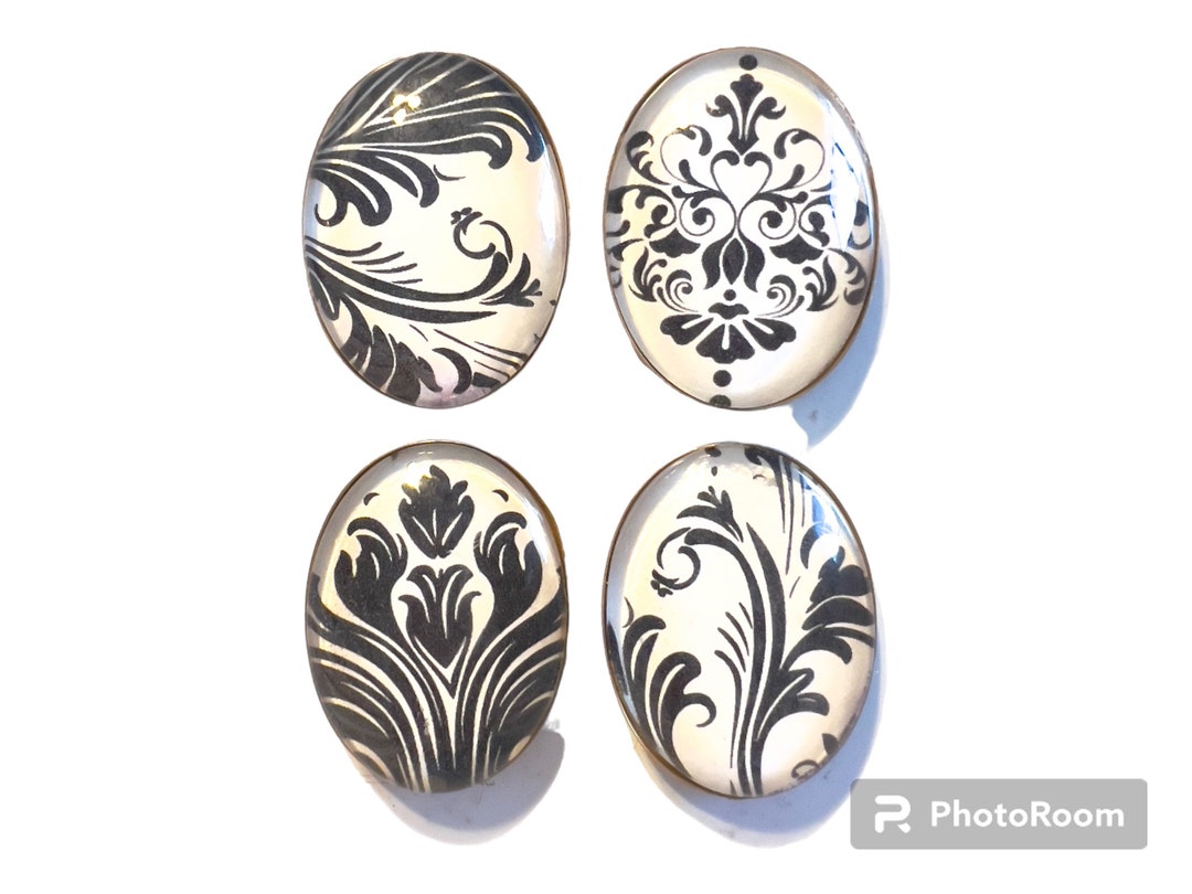 Classy Refrigerator Magnets, Swirly, Floral Design in Black and White ...