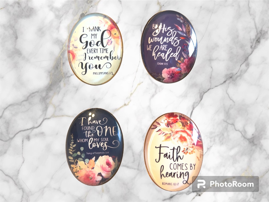 Beautiful Bible Verse Refrigerator Magnets, 4 Large Oval Magnet, Glass ...
