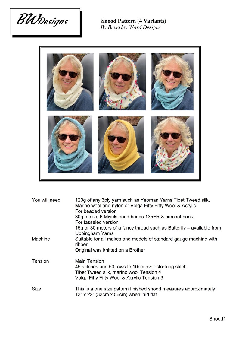 Snood Machine Knitting Pattern - Etsy