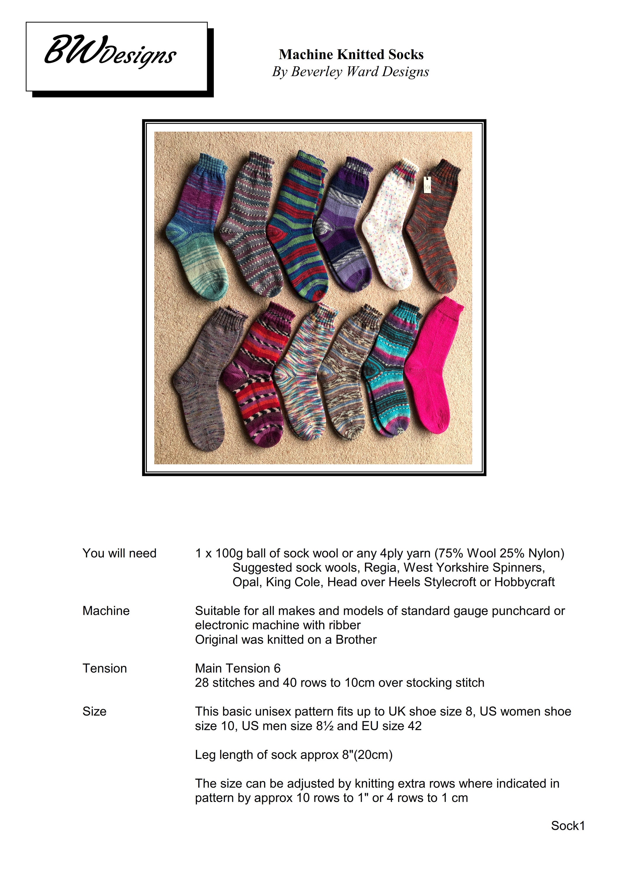 Machine Knitting Sock Pattern - Etsy