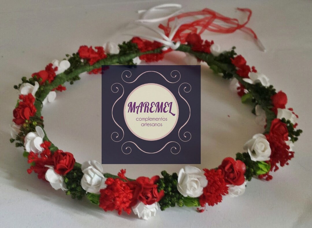 Corona di fiori rossi bianchi Tiara diadema sposa naturale Copricapo da ...