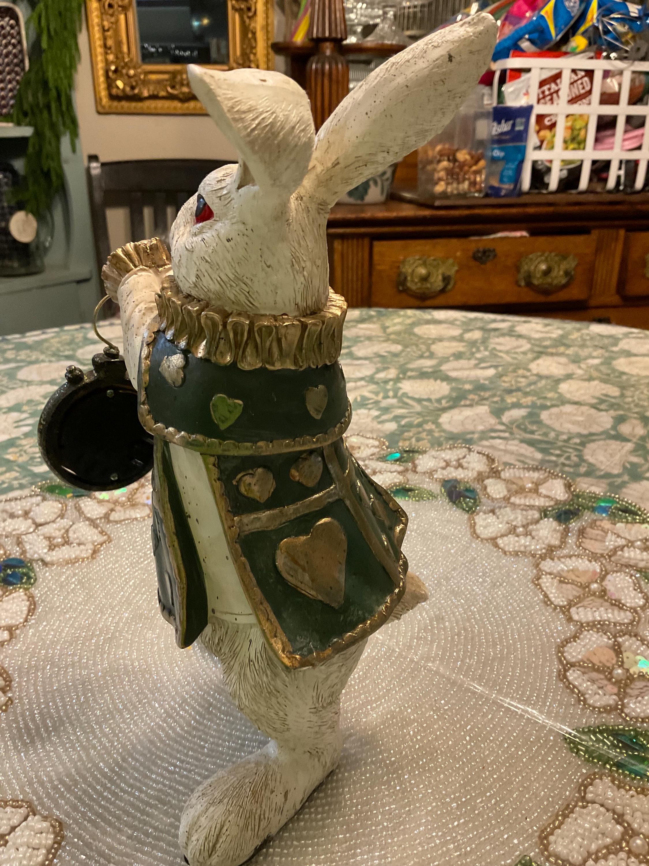 VICTORIAN VINTAGE RABBIT Bunny Figurine 10 Inches Height Resin Clock ...