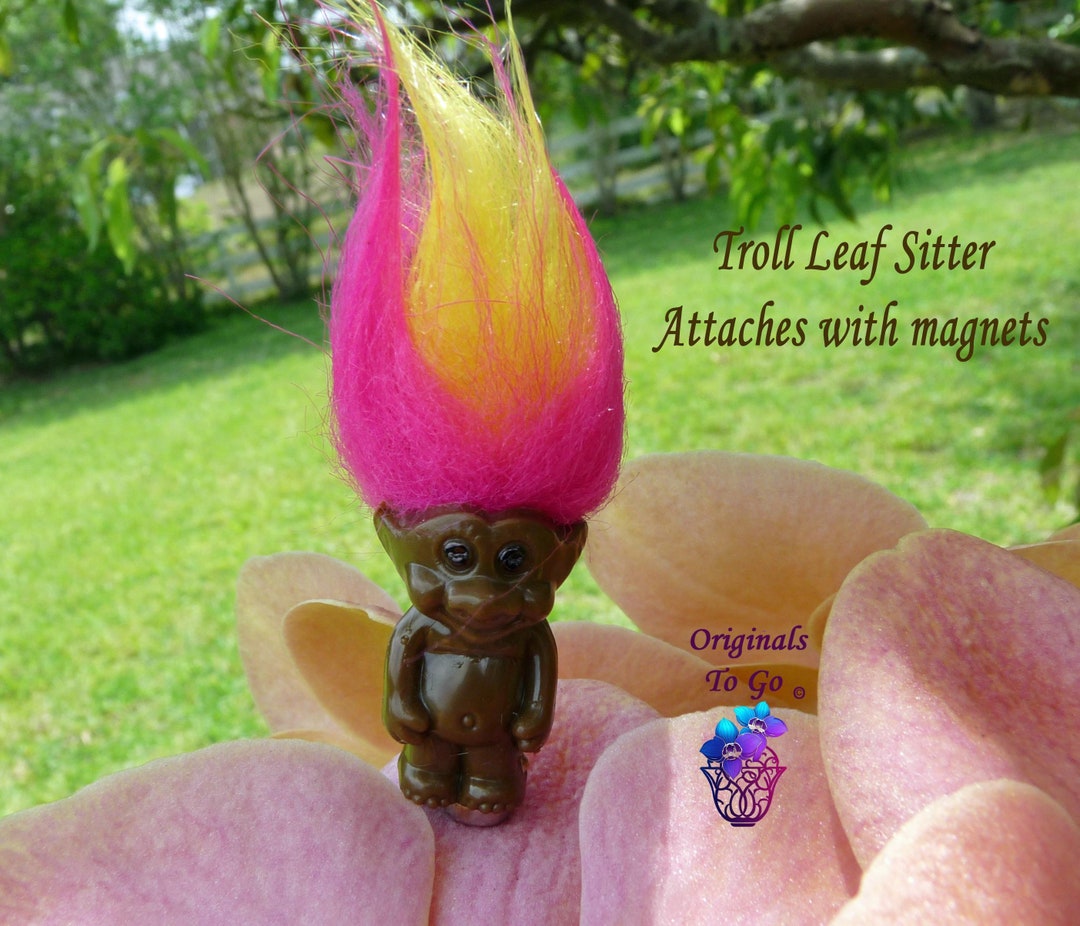 Mini Troll Plant Sitter: Brown Troll Magnet, Fairy Garden Decor - Etsy