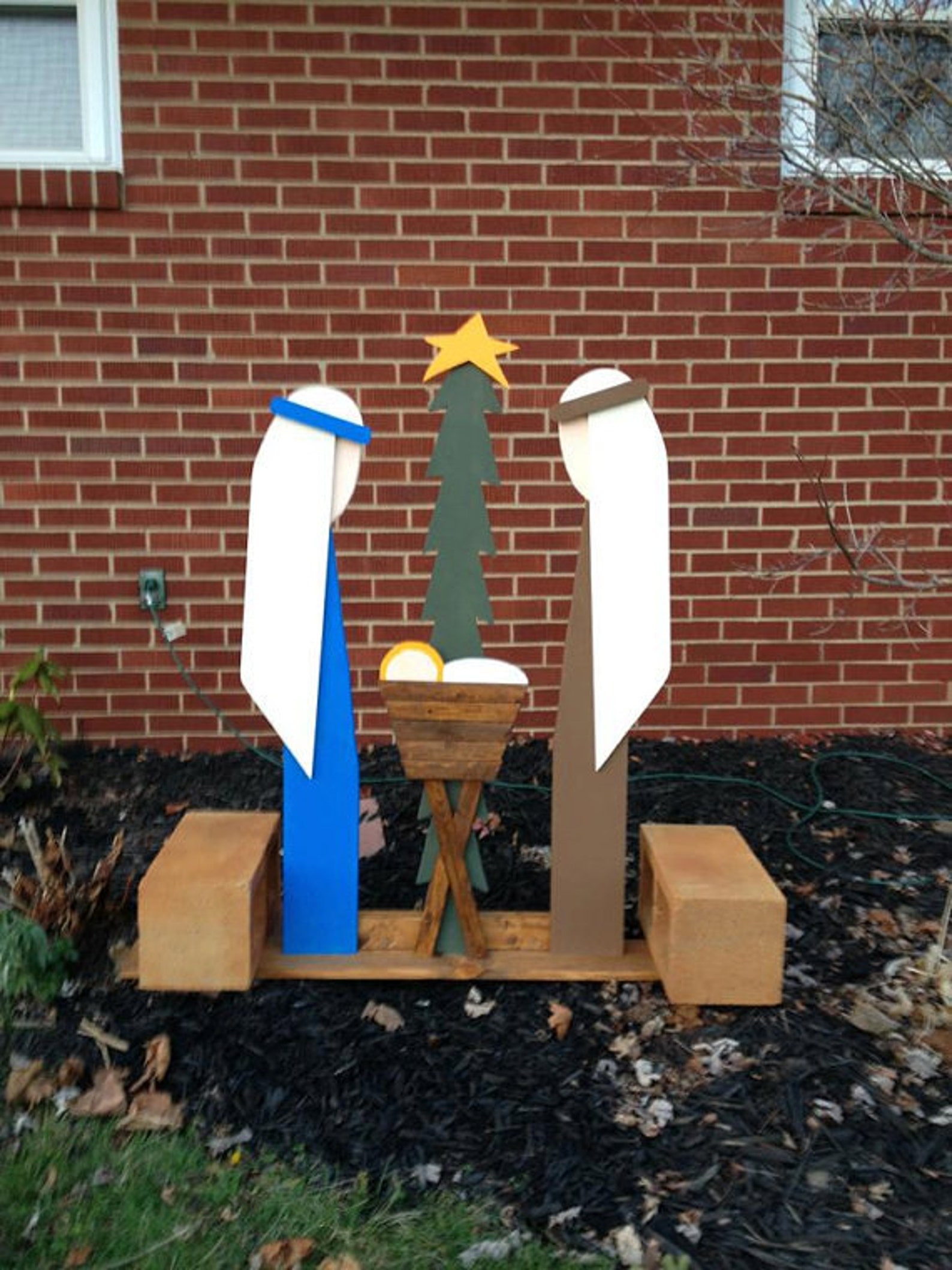 Outdoor Nativity Set: Hand-painted Wooden Christmas Decoration - 36"x48 ...