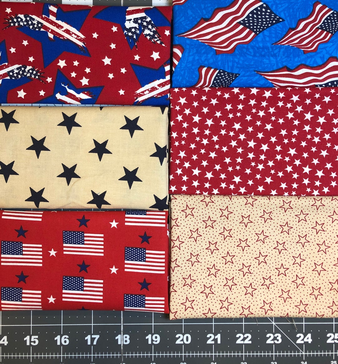 Patriotic Fat Eighths Bundle, 6 Designs Face Mask Fabric,diy Craft ...