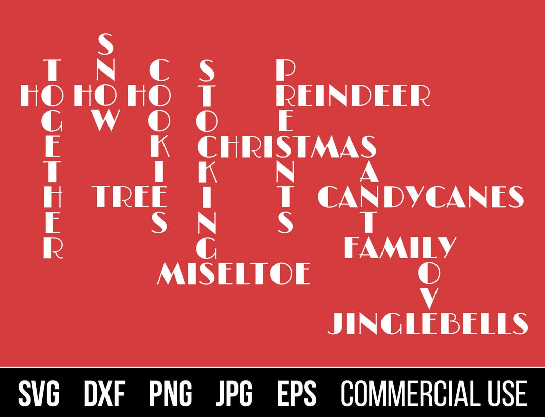 Connected Letters Christmas Word Art SVG, EPS. Christmas Cut Files ...