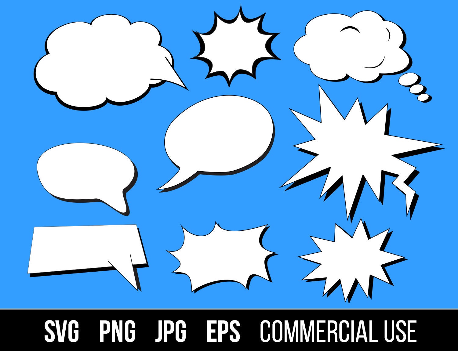 Set of 9 Talk Bubbles. Talk Bubble Clip Art. Talk Bubble SVG. Talk ...