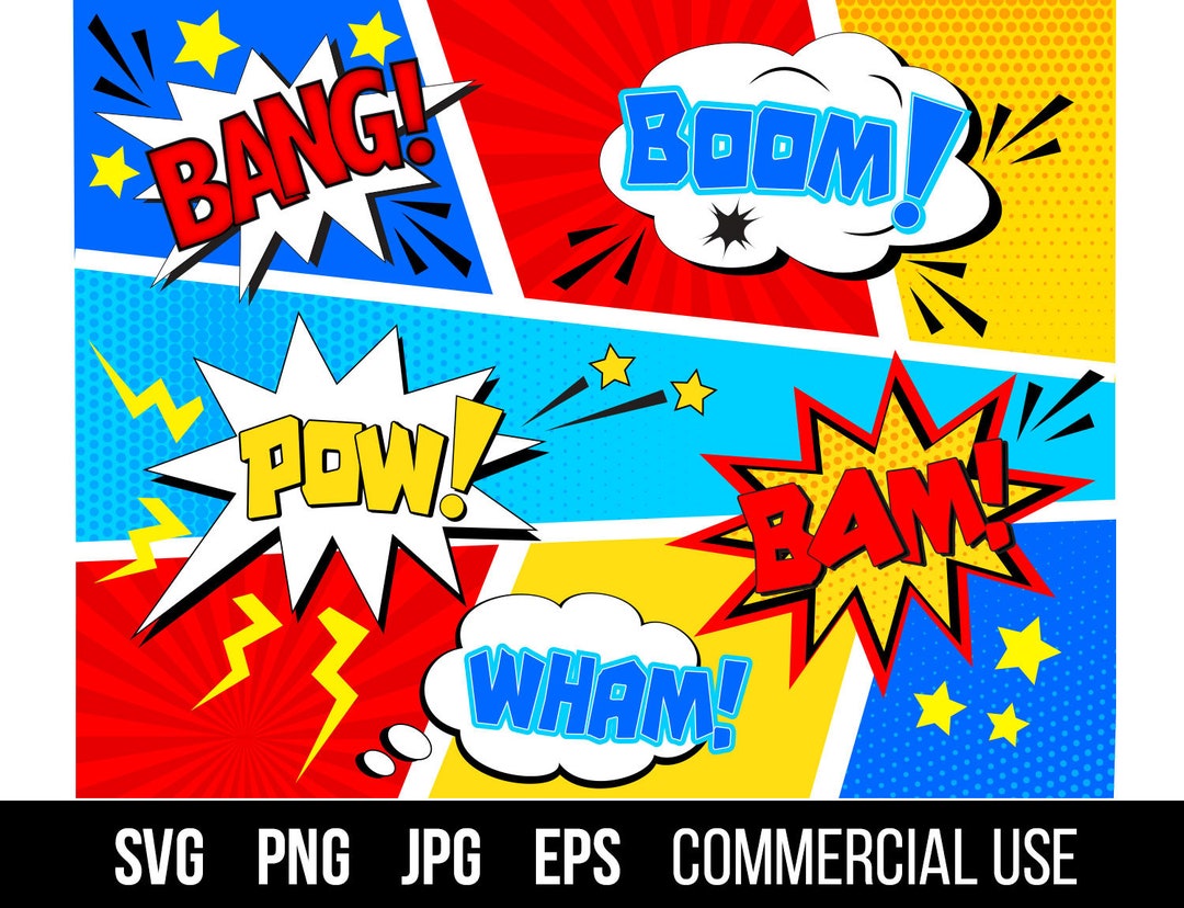 Comic Burst Cut Files. Clip Art Bang, Boom, Pow, Bam, Wham. Comic Burst ...