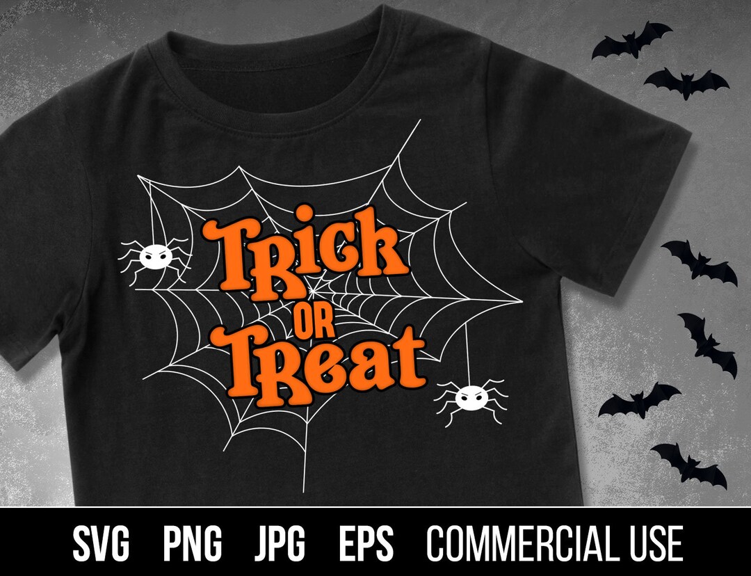 Trick or Treat Spider Web Halloween Cut Files. Trick or Treat SVG, EPS ...