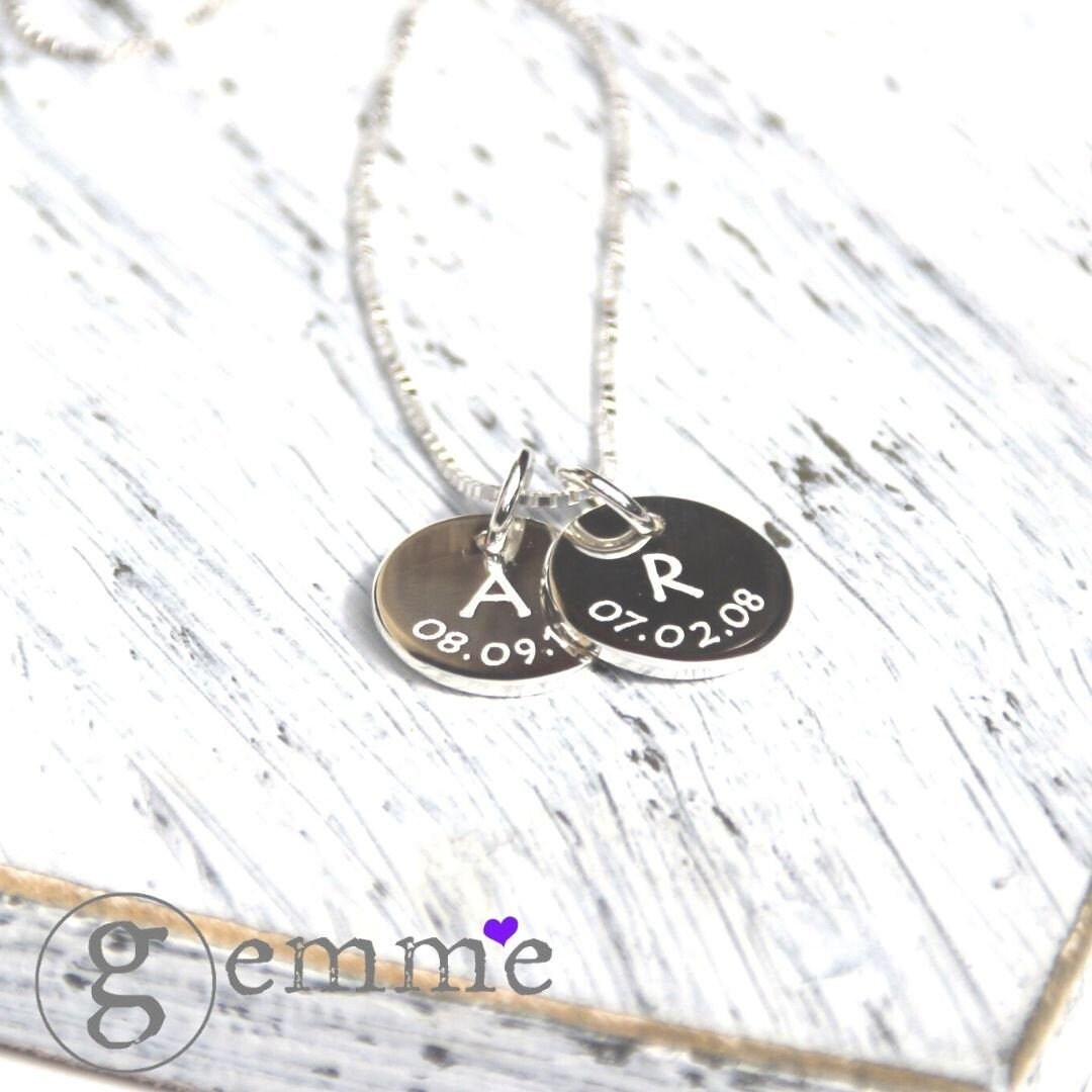 Mum Necklace / Children's Initial Necklace / Silver Disc - Etsy UK