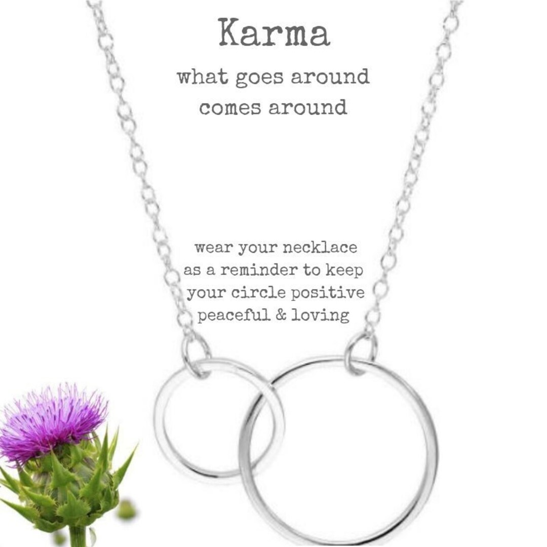 Sterling Silver Karma Necklace, Silver Karma Hoops Necklace, Silver ...