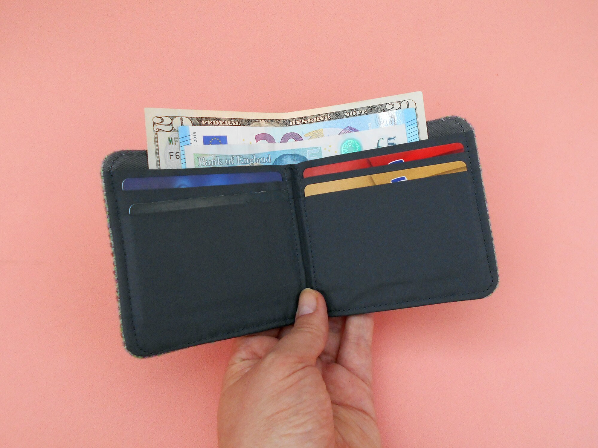 Pastel Wool Wallets, Tweed Cloth Cardholders, Back Pocket Wallet, Gift ...