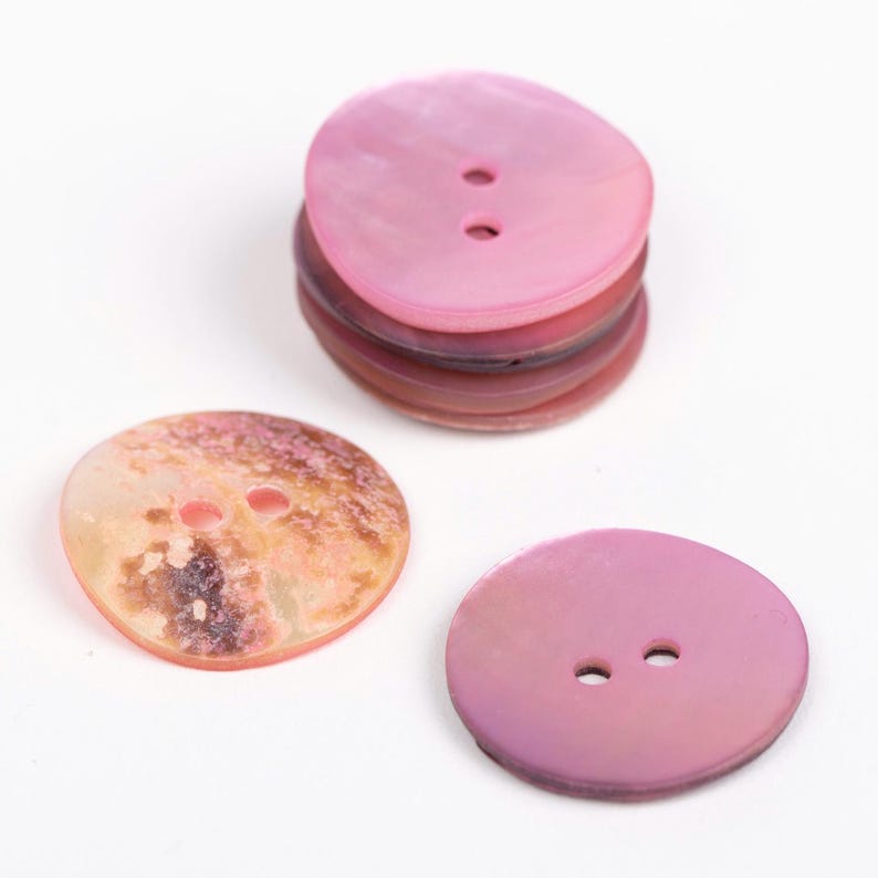 20mm Round Mother of Pearl Buttons Drops, Blush, Pink, Red, Green, Blue ...