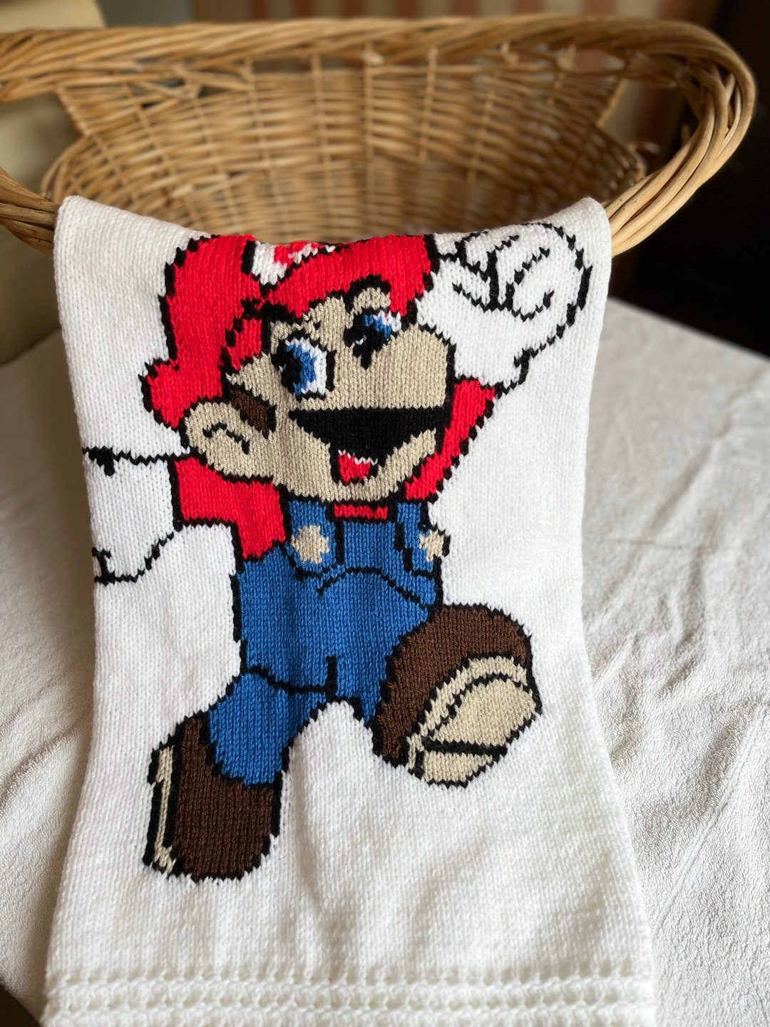 Retro Mario (super Mario) Baby Blanket Knitting Pattern, Includes a ...