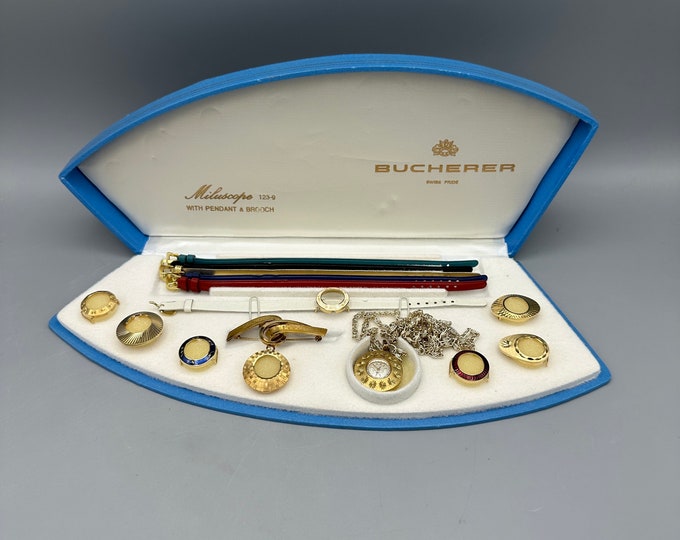 Vintage Bucherer Ladies Interchangeable Watch Set With Brooch Pendant ...