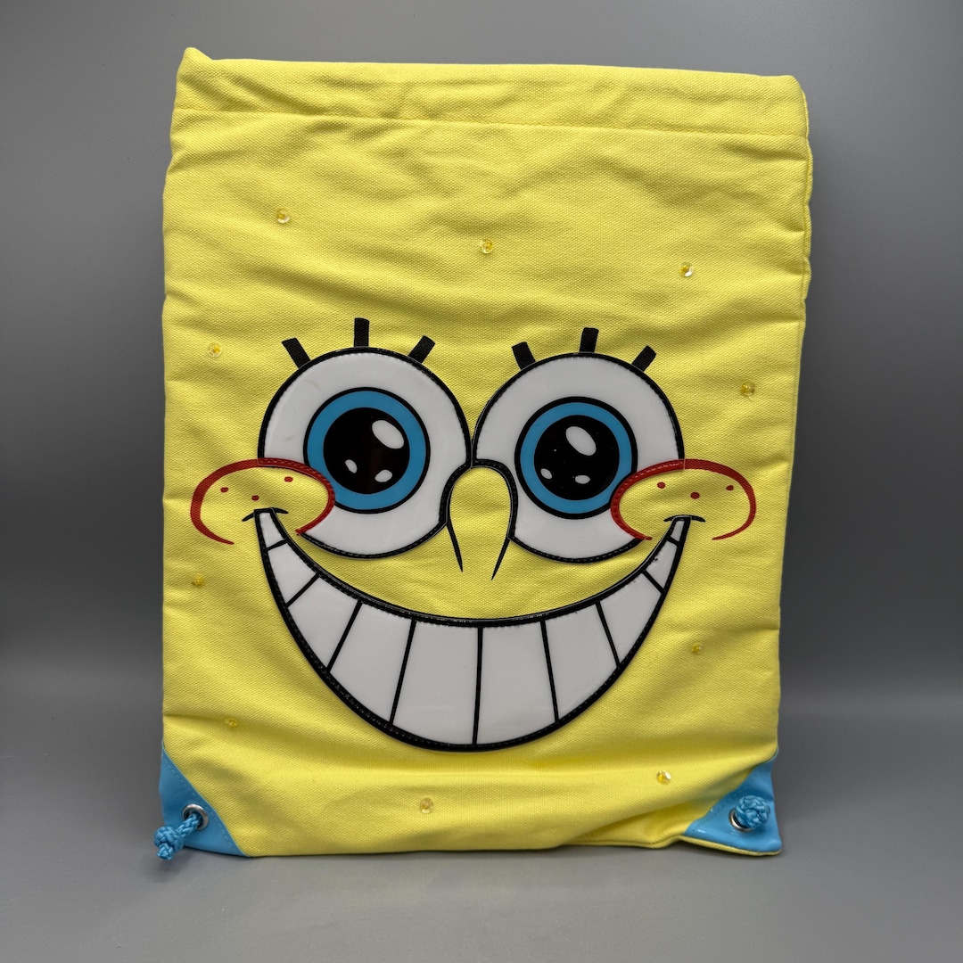 Vintage Spongebob Squarepants Faded Yellow Canvas Drawstring Bag, 2003 ...
